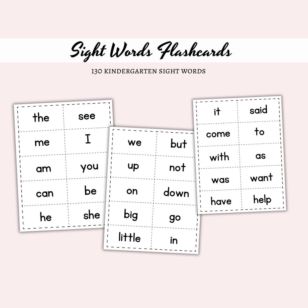 Kindergarten Sight Words Flashcards: Homeschool Printable (PDF Download ...