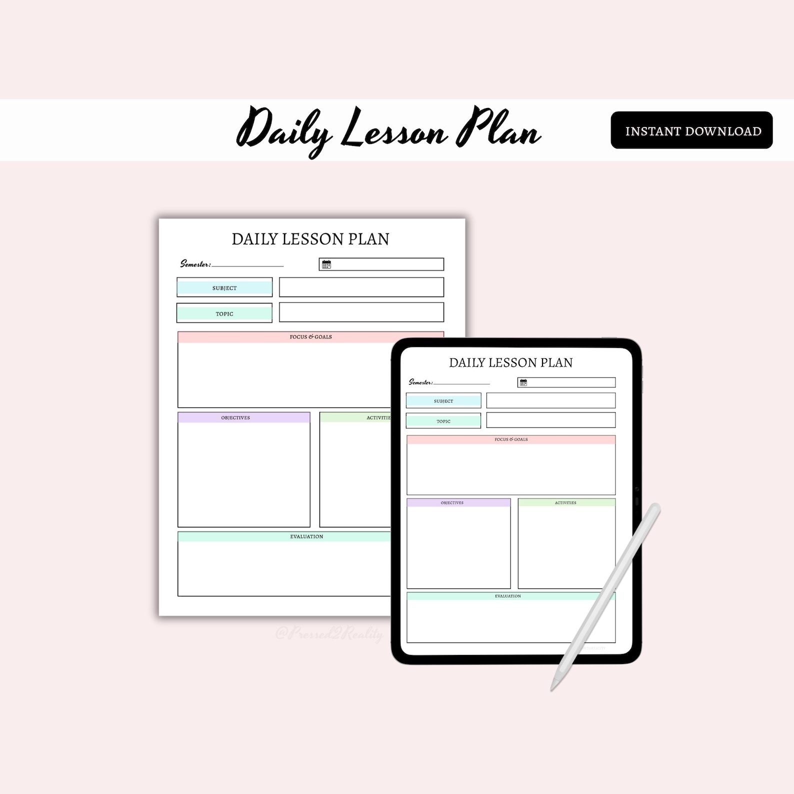 Printable Educator Lesson Plan: Teacher Daily Lesson Plan Template (PDF ...