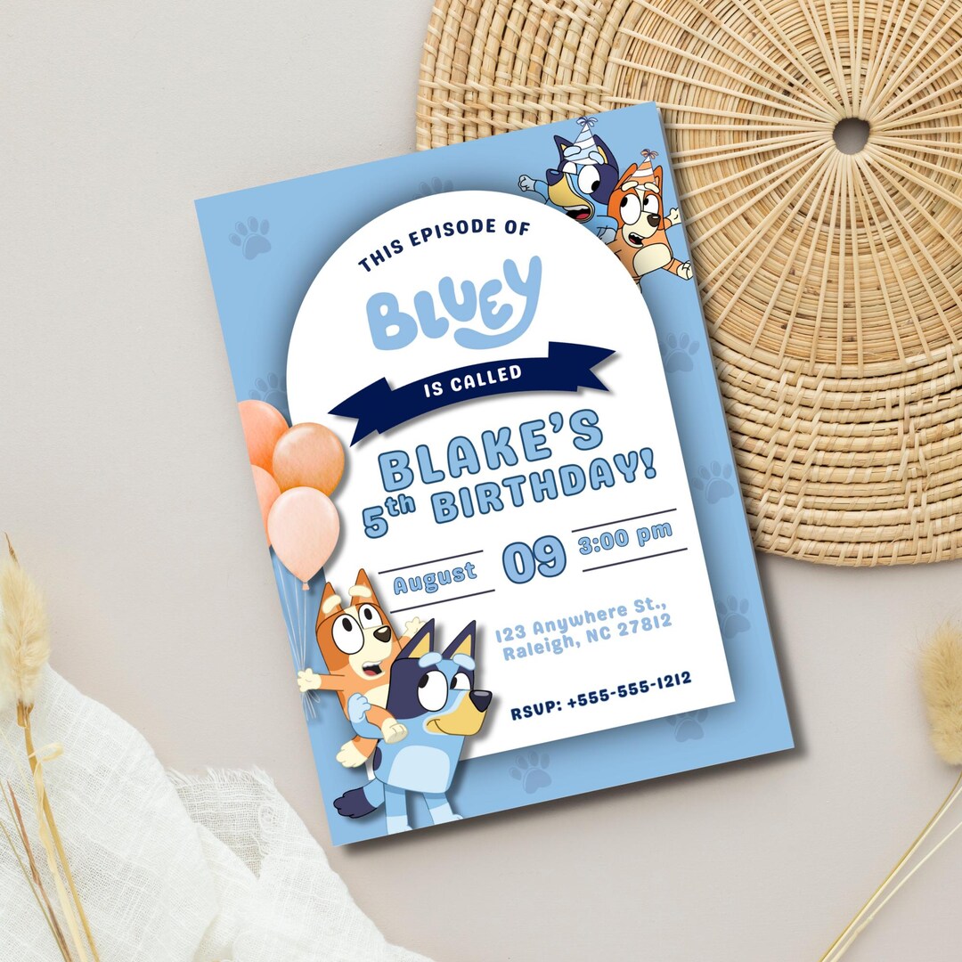 Editable Bluey Birthday Invitation, Bluey Birthday Invitation Template ...