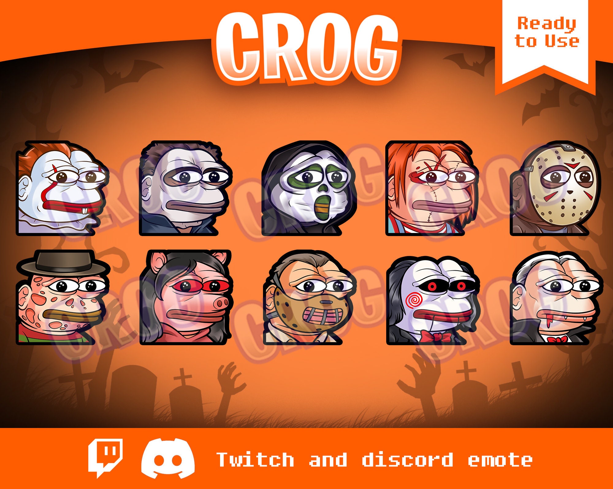 Twitch Emote 10x Cute Horror Twitch Emotes Package Jason Emote Horror ...