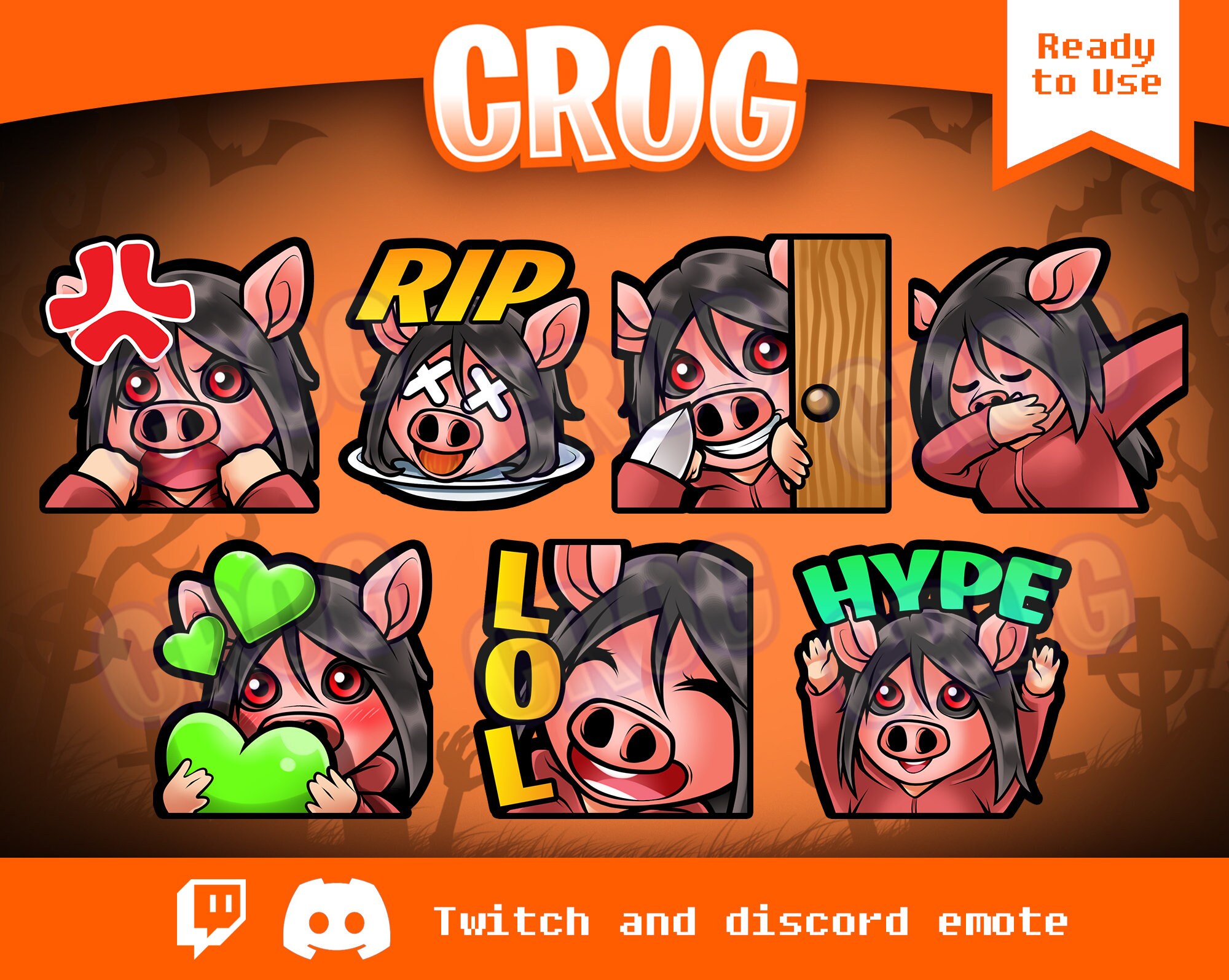 Twitch Emote | 7x Cute the Pig Emote | Horror Emote | DBD Emote - Etsy