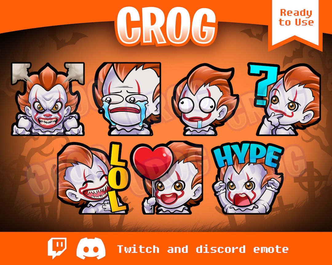 Pennywise Emote | 7x Cute Horror Twitch Emotes Package | DBD Emote ...