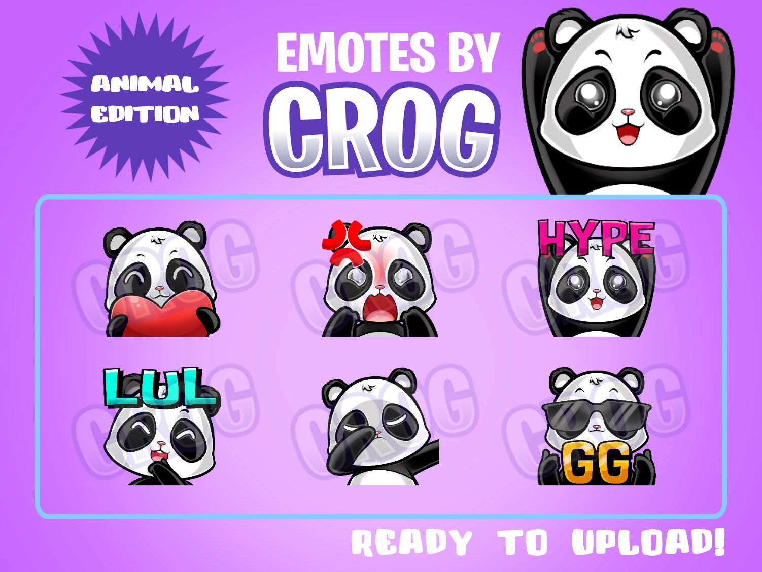 6x Lovely Cute Panda Twitch Emotes Package Etsy