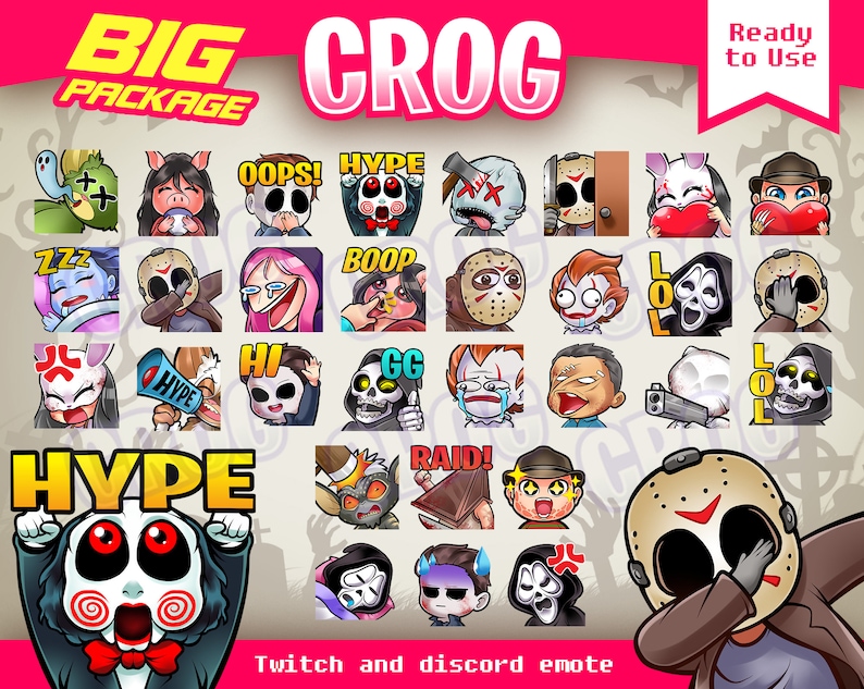 Twitch Emote | Mix BIG PACKAGE Cute Horror Emote | Dbd Emote - Etsy