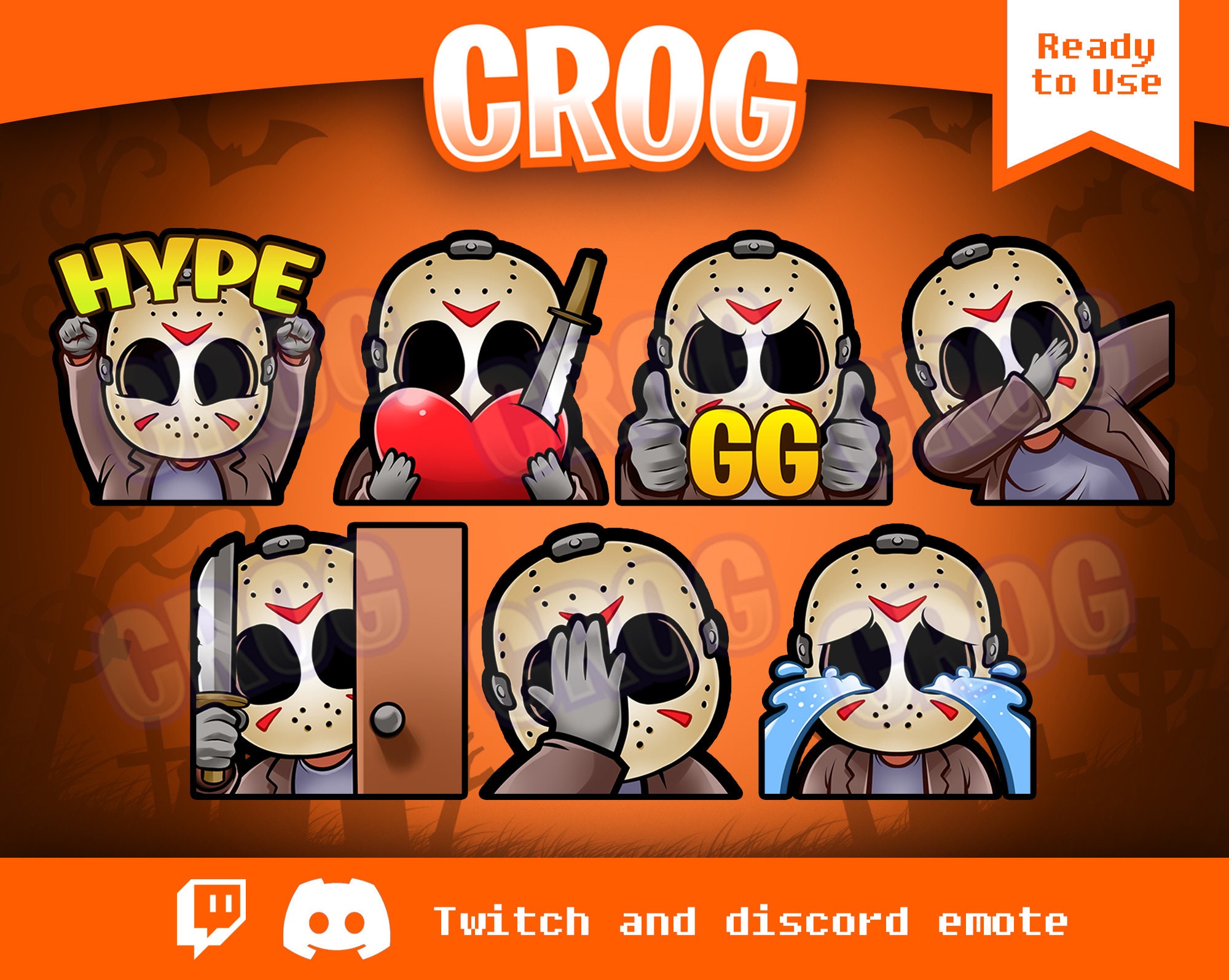Twitch Emote | 7x Cute Horror Twitch Emotes Package | Jason Emote ...