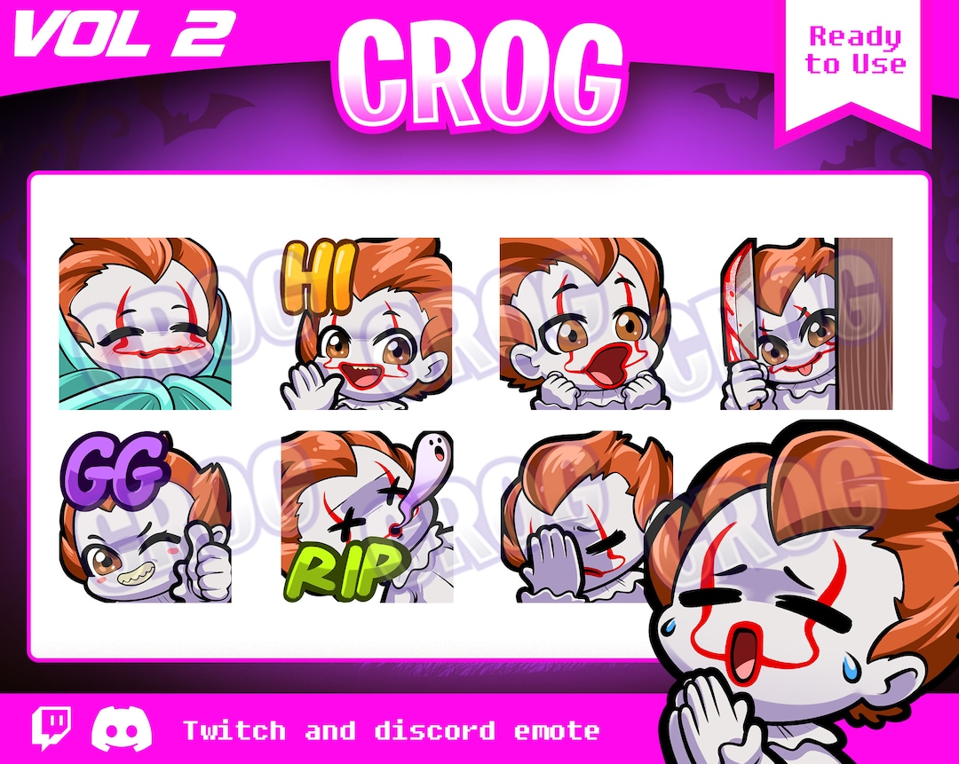 Pennywise Twitch Emote | Volume 2 | 8x Cute Horror Twitch Emotes ...