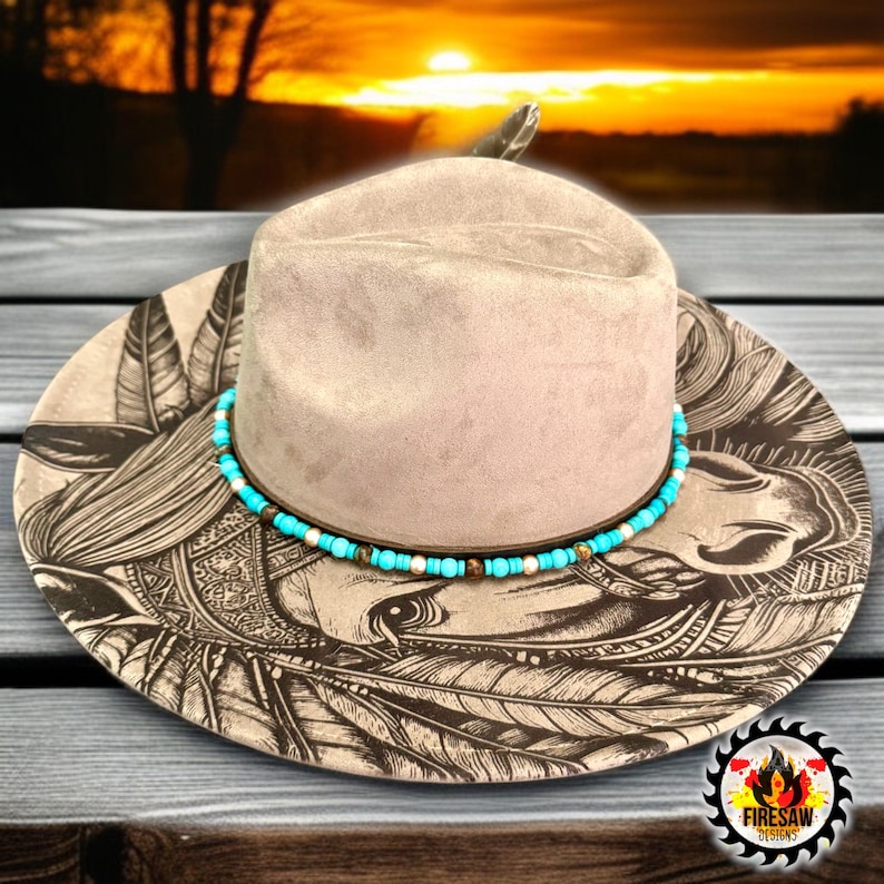 Laser Engraved Horse Vegan Suede Fedora: Western Boho Hat - Etsy