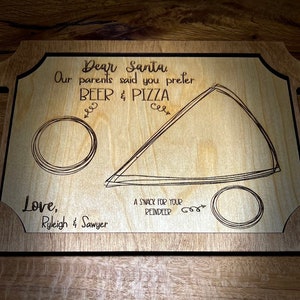 Personalized Laser Engraved Christmas Beer & Pizza Cookie Tray 14x9 ...