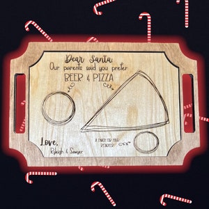 Personalized Laser Engraved Christmas Beer & Pizza Cookie Tray 14x9 ...