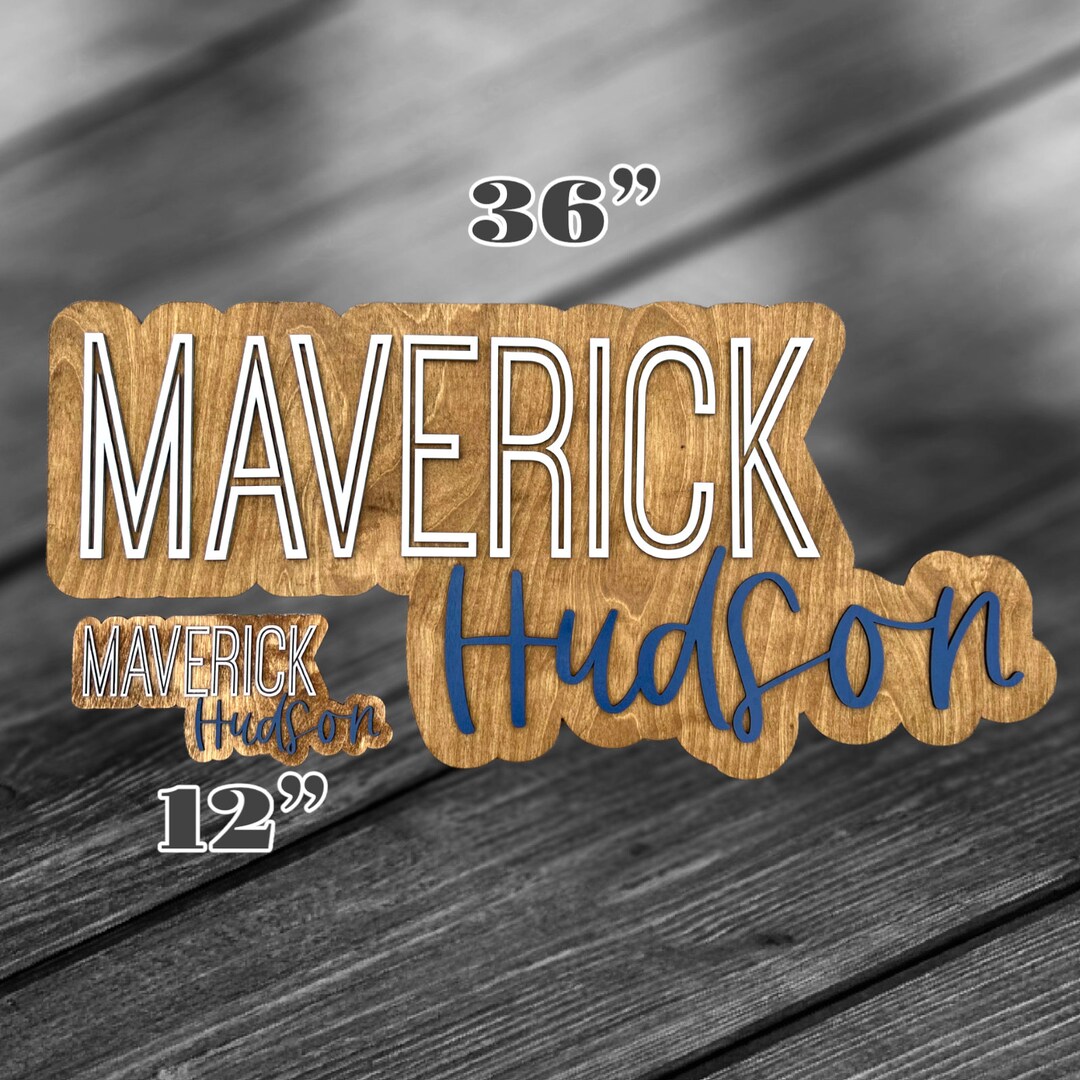 Large Wood Laser Cut Nursery Name Sign, Layered Name Sign, Laser Cut ...