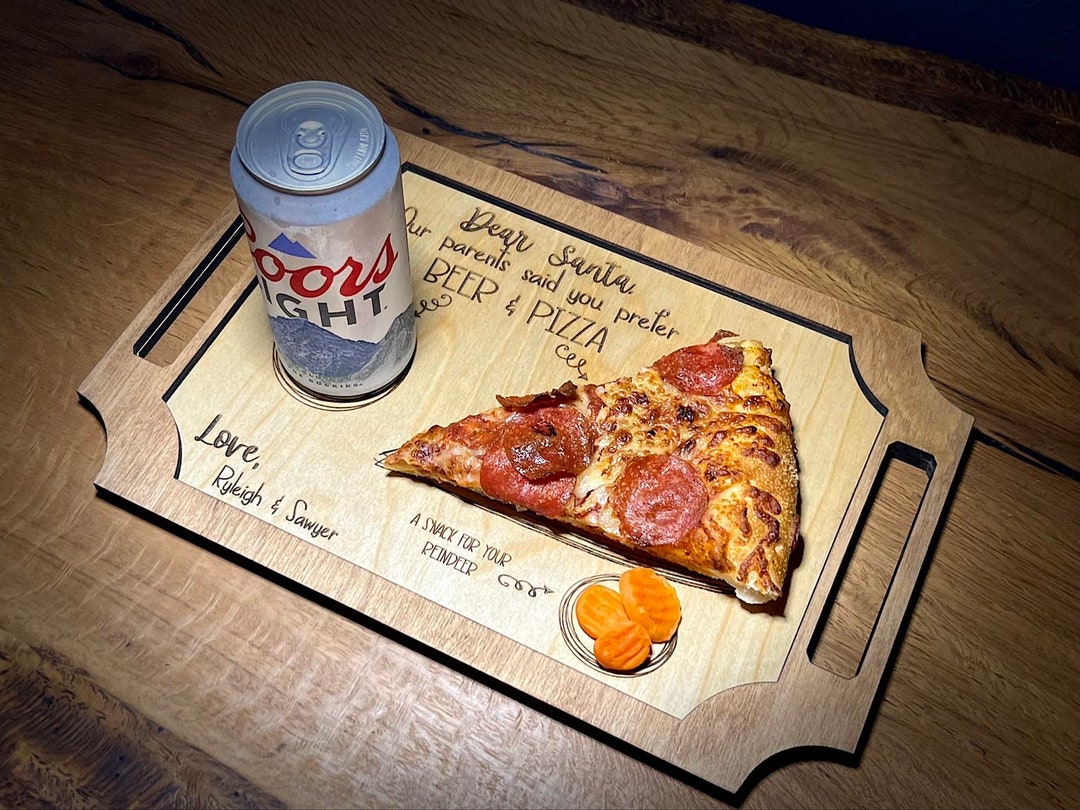 Personalized Laser Engraved Christmas Beer & Pizza Cookie Tray 14x9 ...