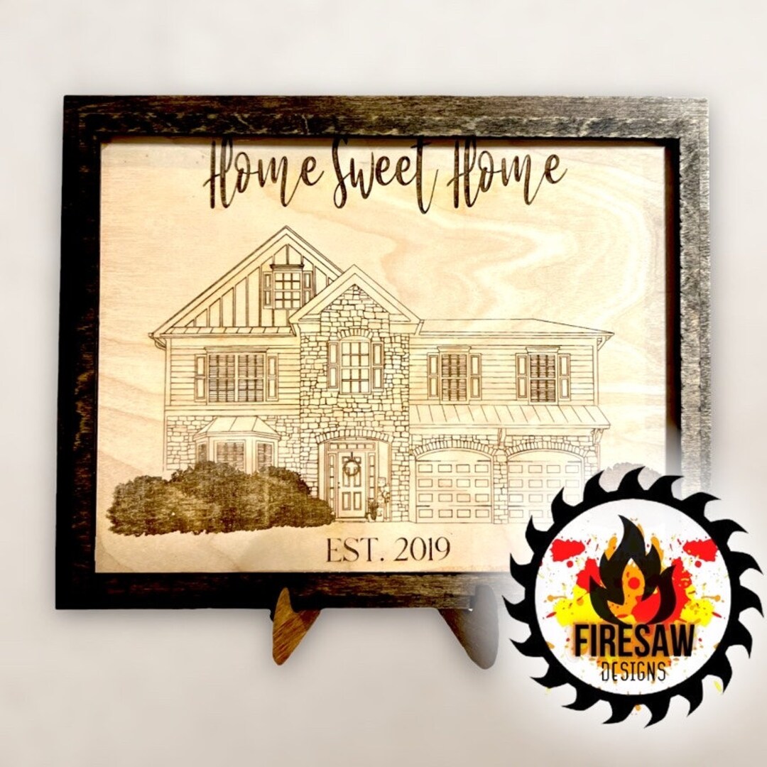 Custom Hand Drawn Laser Engraved House With Frame - Etsy