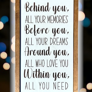 Graduation Gift Sign Wall Decor, Behind You All Your Memories,before You All Your Dreams,around ...