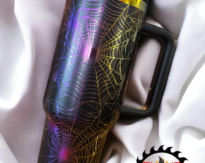Spooky Season • Bats With Spider Webs • 40oz Laser Engraved Tumbler ...