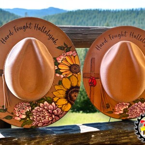 Laser Engraved Vegan Suede Fedora: Christian Floral Hat - Etsy