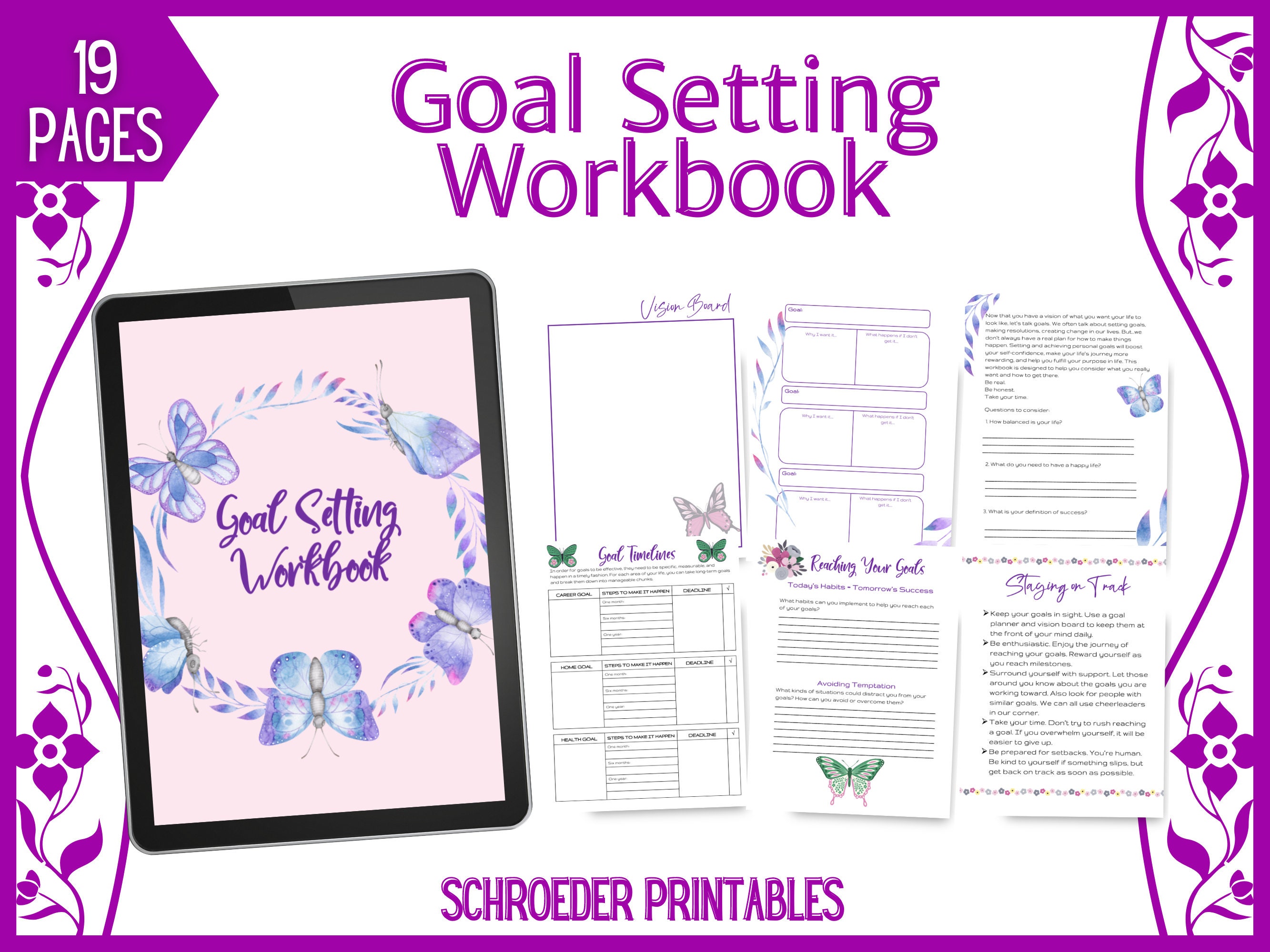 2022 Goal Setting Workbook and Printable Planner Butterfly - Etsy