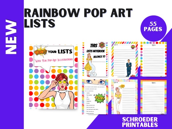 Rainbow Pop Art Lists To-do Lists Organization Notes Happy | Etsy