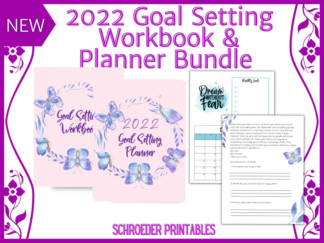 2022 Goal Setting Workbook and Printable Planner, Butterfly Goal ...