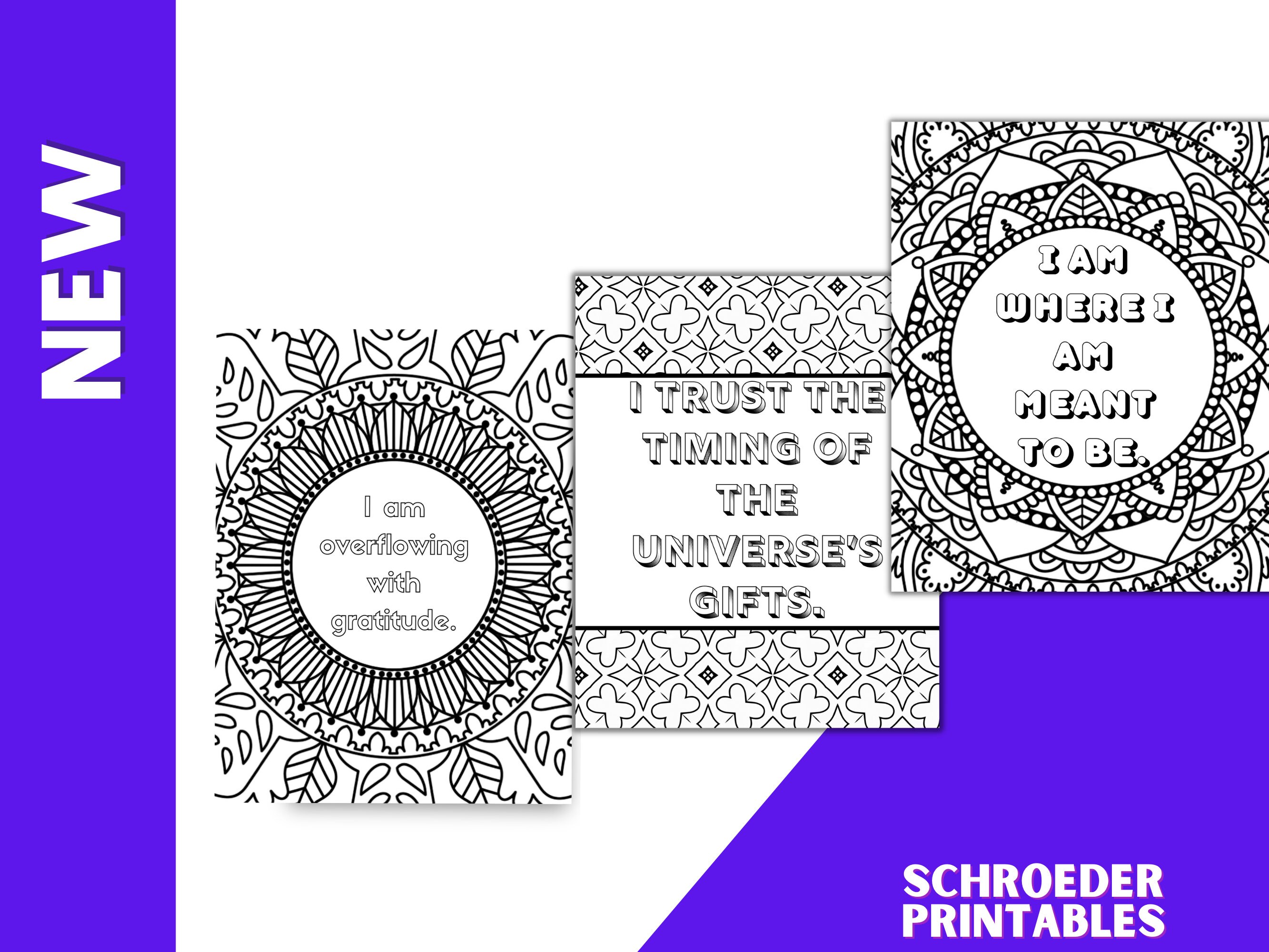 Gratitude Affirmation Coloring Pages, 10 Printable Pages, Digital ...