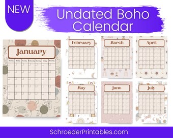 Blank Monthly Calendar Boho - Etsy