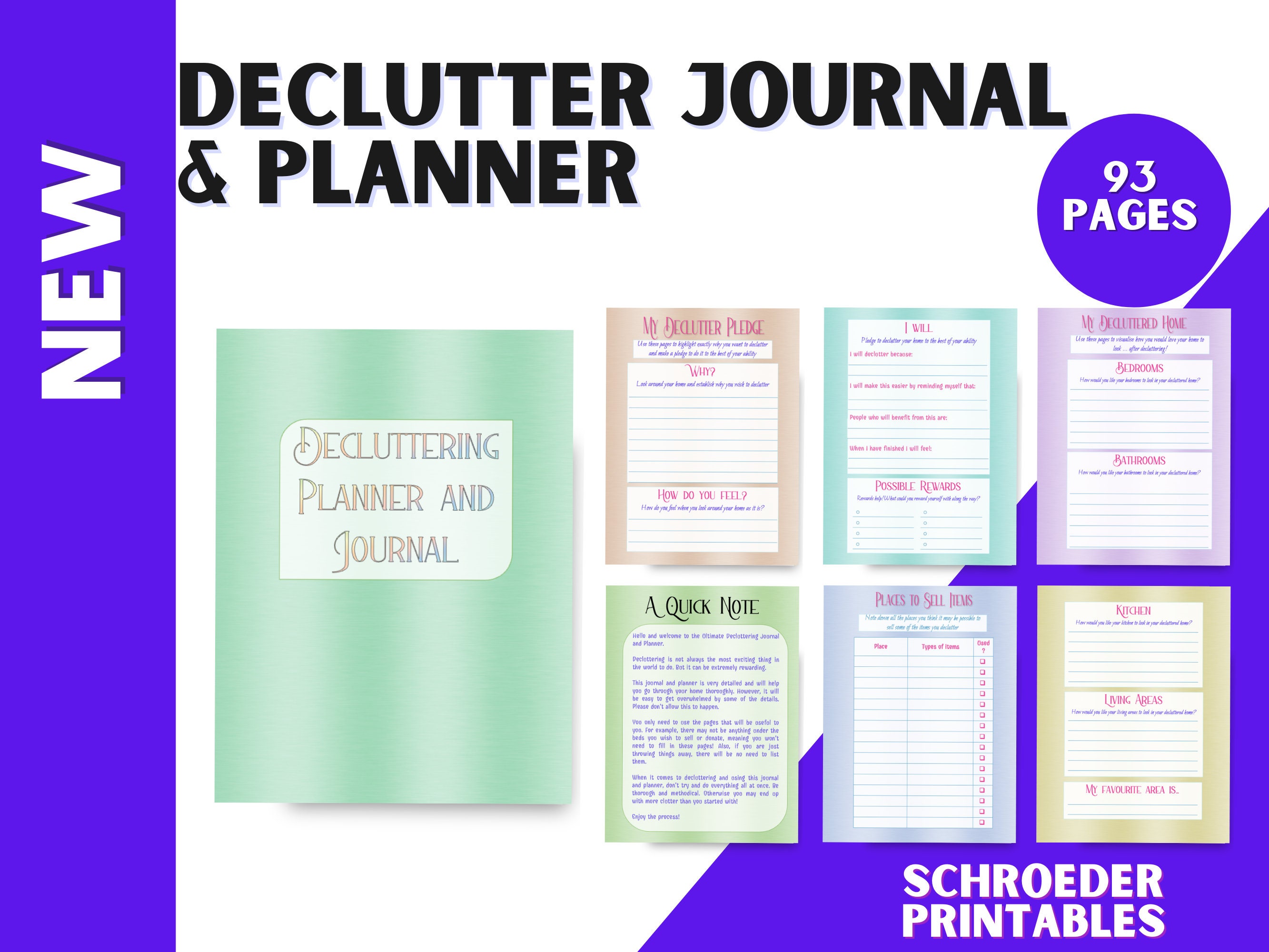 Declutter Journal and Planner, Household Cleaning Planner, Household ...