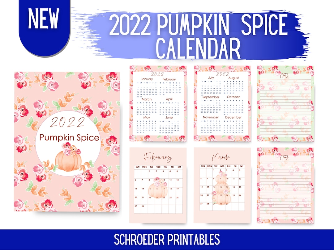 2022 Printable Pumpkin Spice Calendar, Monthly Pages, Digital Download ...
