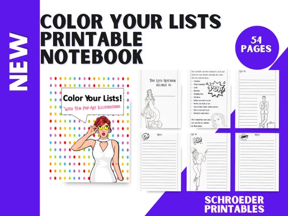 Coloring Pop Art List Printable Notebook To-do Lists | Etsy