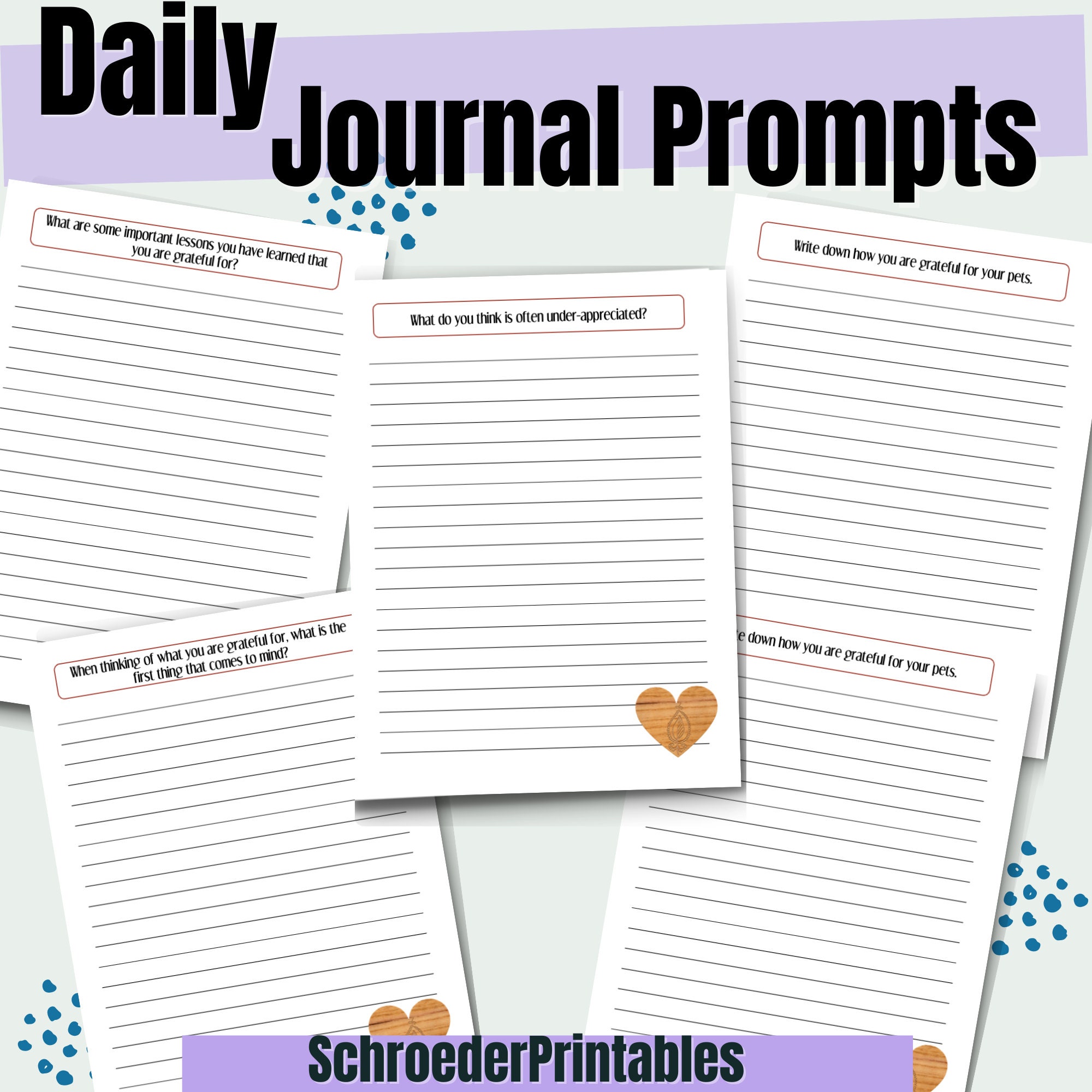 November 30-day Gratitude Printable Journal, Daily Prompts, Self ...