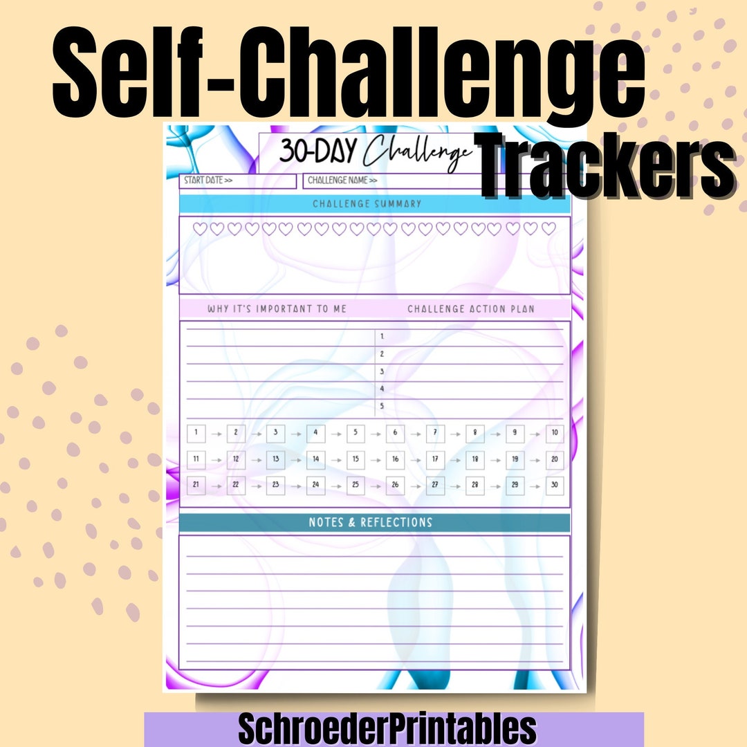 Create a Self-challenge, Printable Trackers, 30-day Challenge, 60-day ...