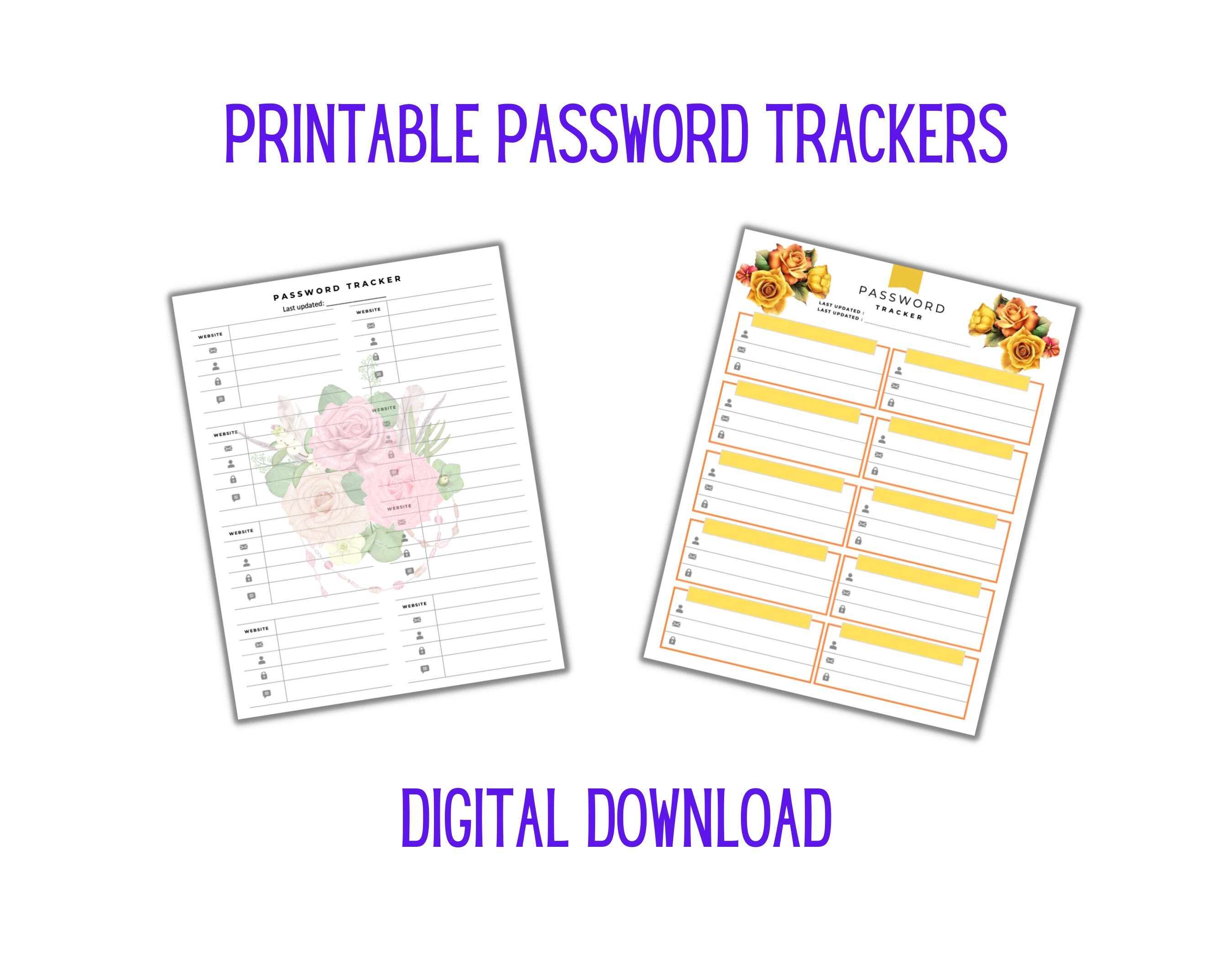Printable Password Tracker, Printable Password Log, Digital Download ...