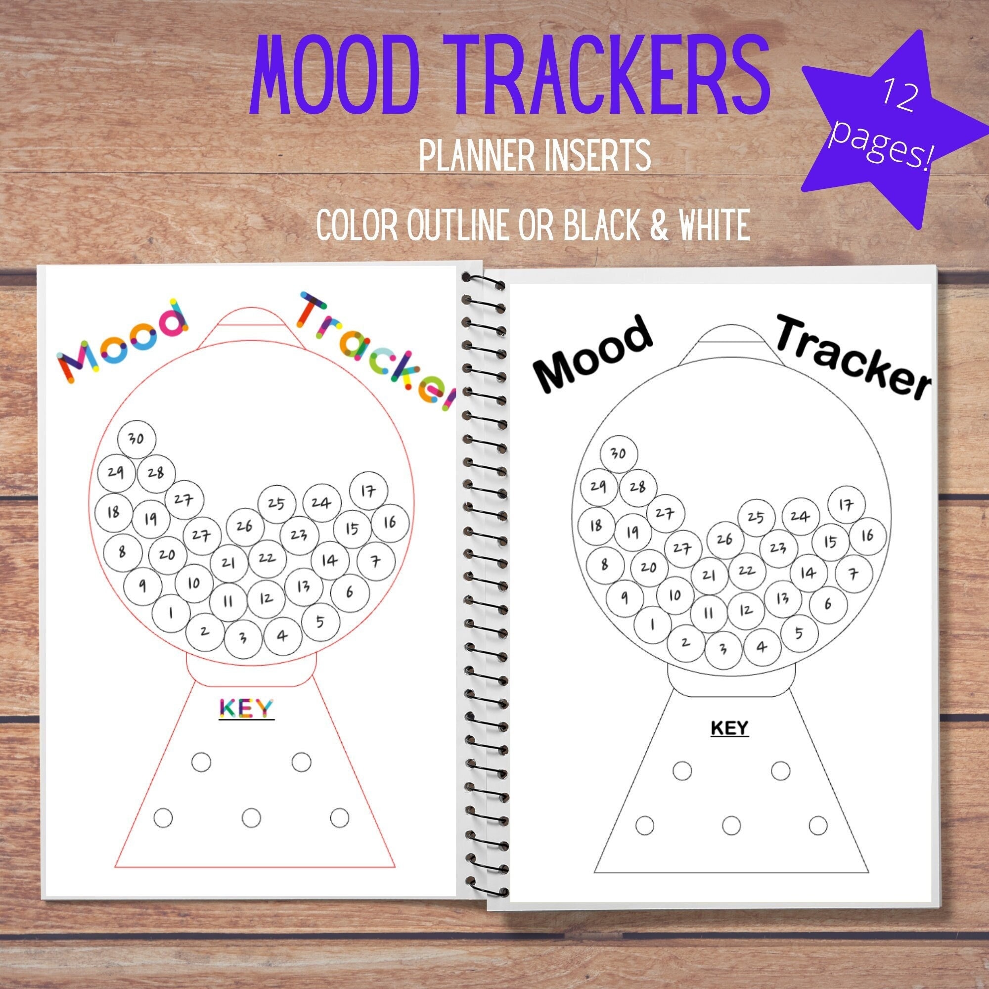 Printable Mood Trackers, Monthly Mood Tracker, Coloring Mood Tracker ...
