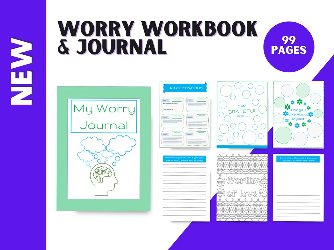 Worry Journal, Printable Workbook, Anxiety Journal, Digital Download ...