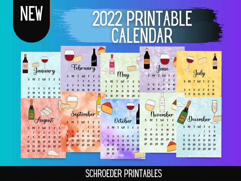 2022 Printable Mini Calendar Pocket Calendar Monthly Pages - Etsy