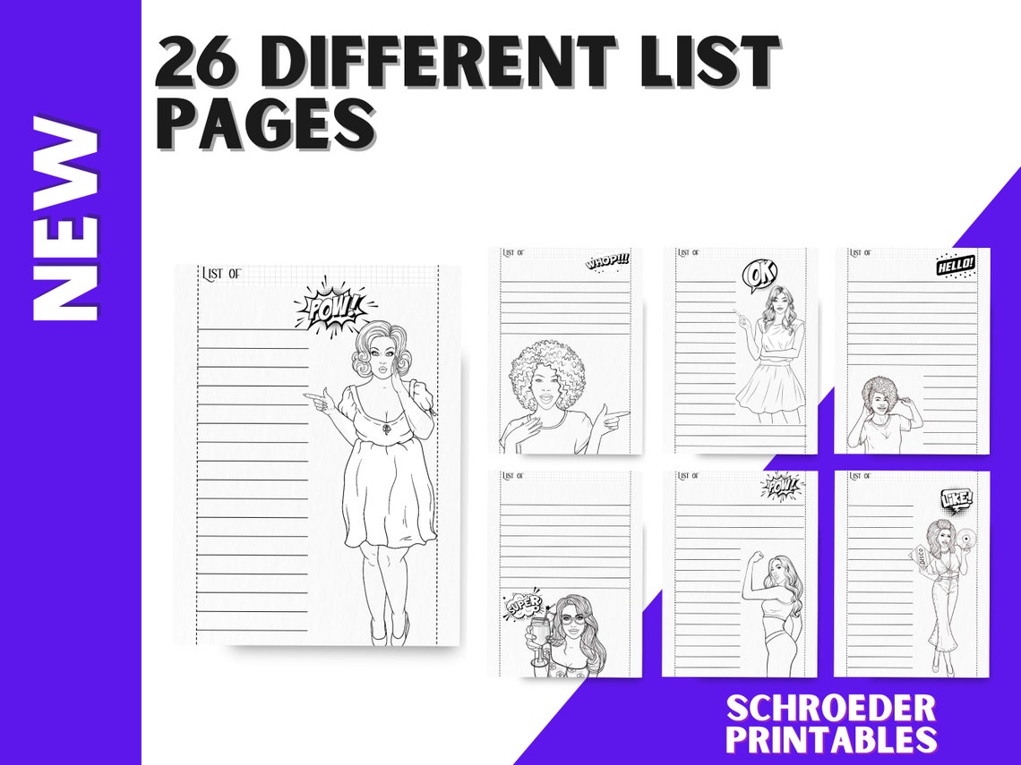 Coloring Pop Art List Printable Notebook To-do Lists - Etsy