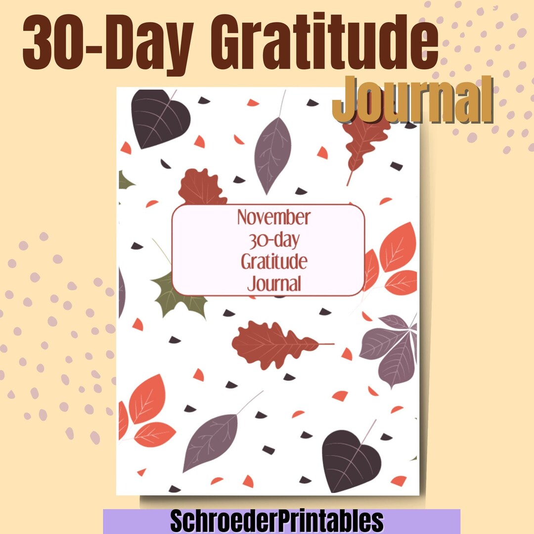 November 30-day Gratitude Printable Journal, Daily Prompts, Self ...