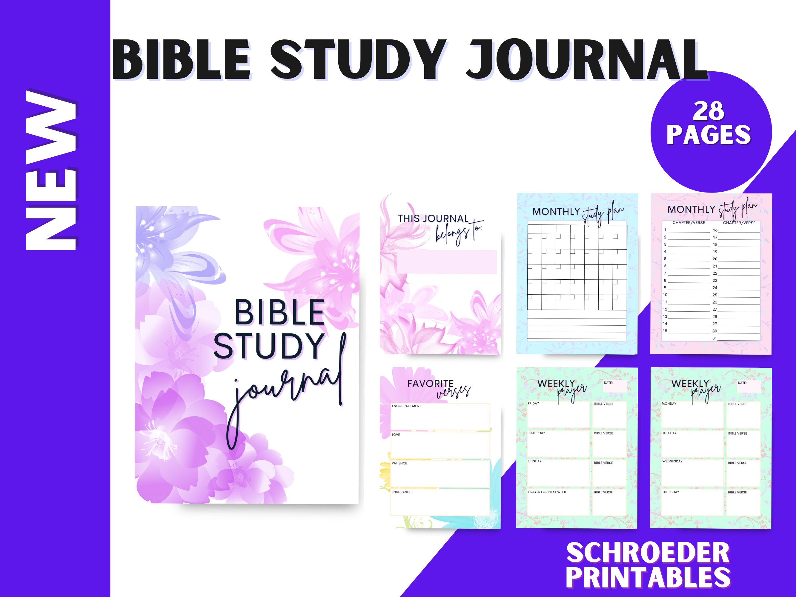 Pastel Floral Bible Study Printable Journal, Christian Journal, Prayer ...