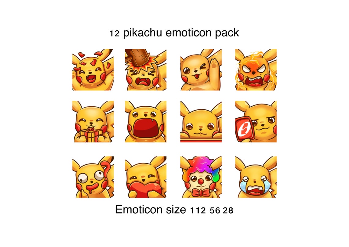 Twitch Emotes Pikachu, Twitch Emote Pack Kawaii - Etsy