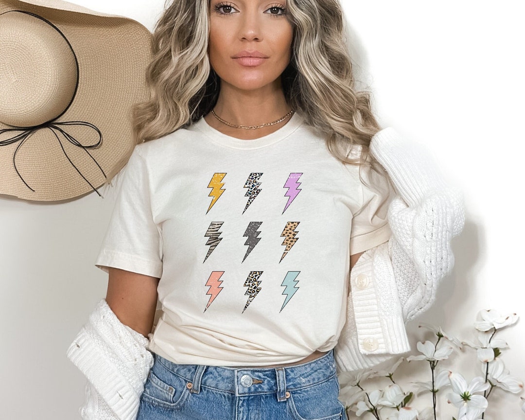 Lightning Bolt Shirt, Lightning Bolt Grid Tshirt, Womens Gifts, Leopard ...