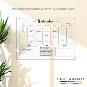 Wochenplan aus Acrylglas in A3, Wochenplaner für die Wand, Acryl Planer ...
