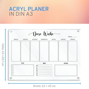 Wochenplaner aus Acrylglas in A3, Wochenplan für die Wand, Acryl Planer ...
