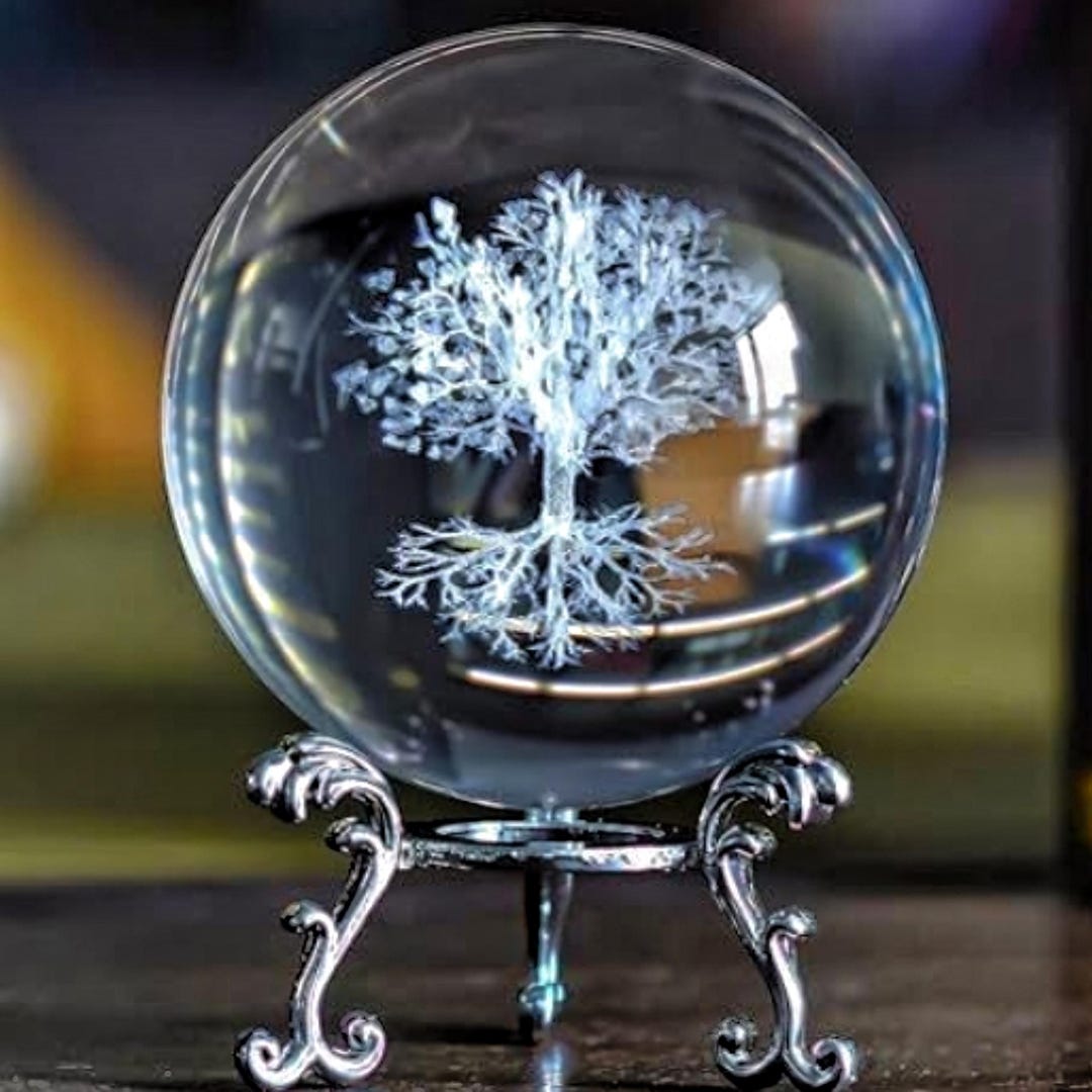 Tree of Life Crystal Ball With Stand 3D Laser Engraved : Art Decoration ...