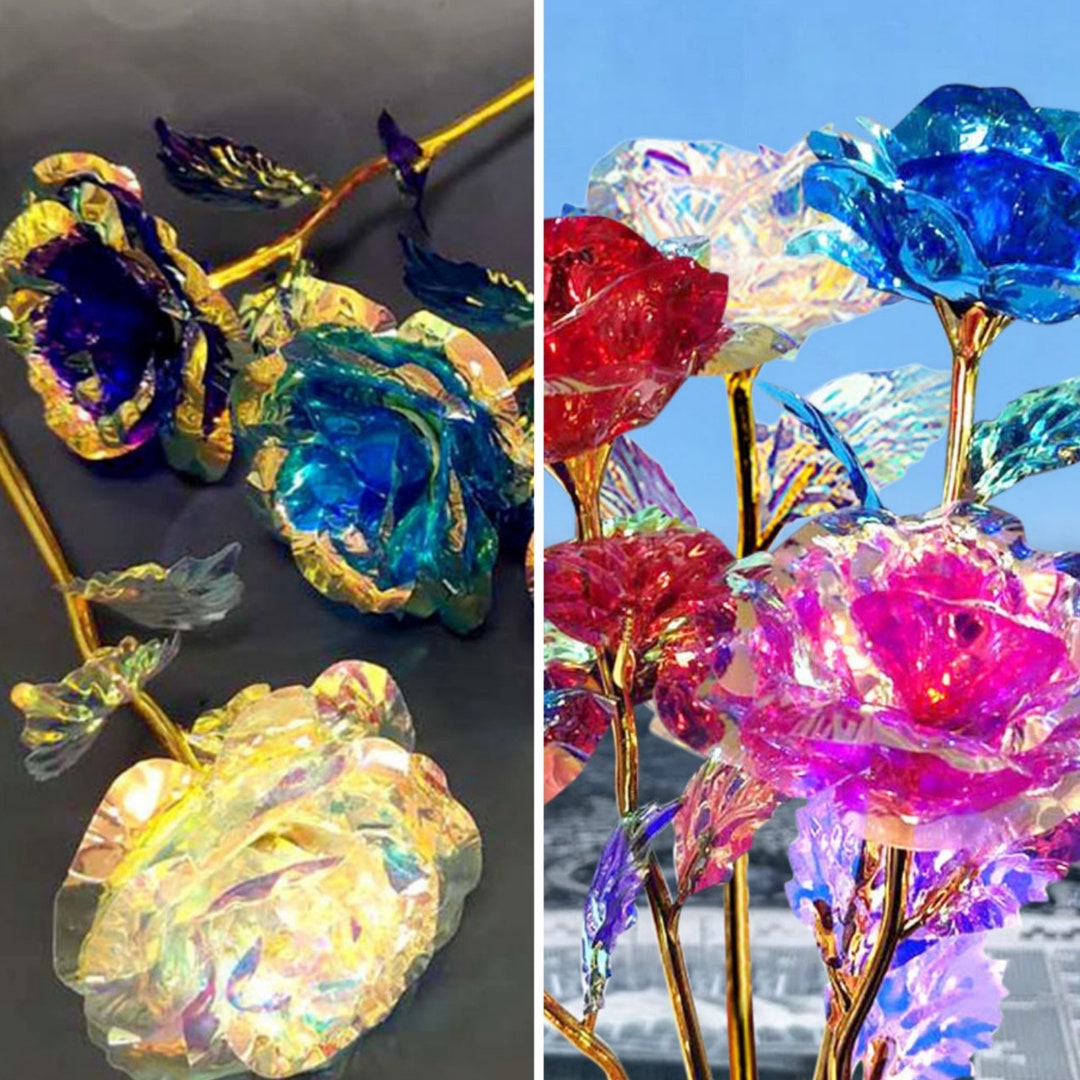 Artificial Crystal Rose Flowers Unique Graduation Gifts Colorful ...