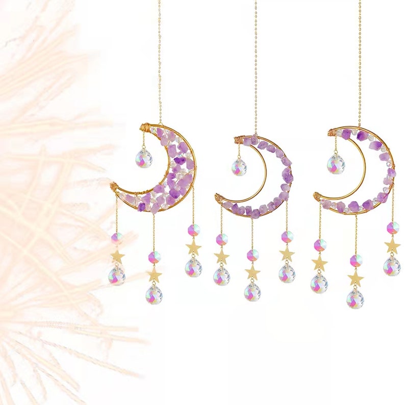 Outdoor Glass Pendant Curtain, Wind Chime With Dreamcatchers of Sun ...