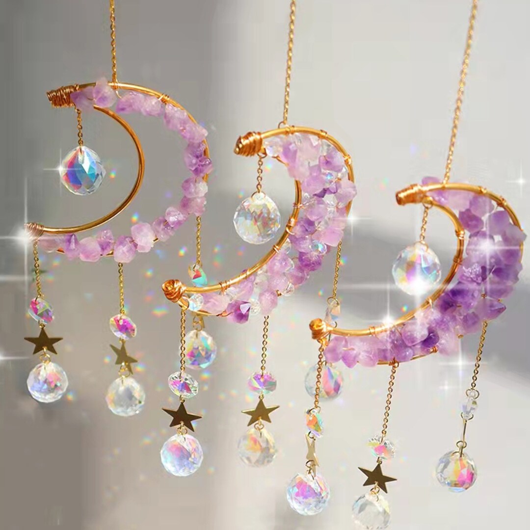 Outdoor Glass Pendant Curtain, Wind Chime With Dreamcatchers of Sun ...