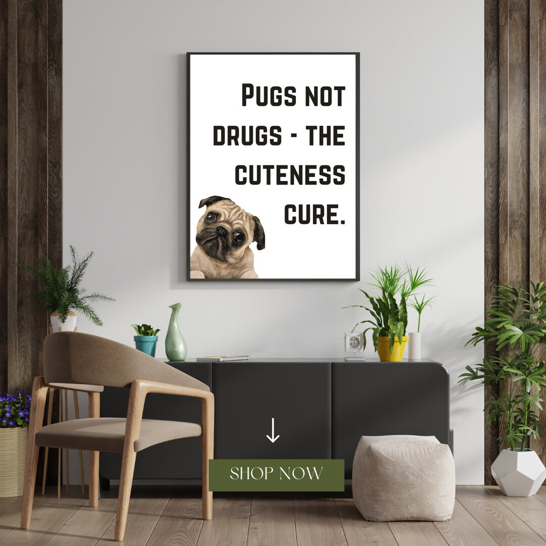 Pugs Not Drugs- the Cuteness Cure Print - Etsy