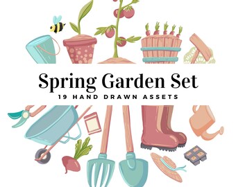 Spring Garden Clipart Set PLR | Etsy
