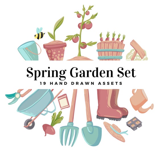 Spring Garden Clipart Set PLR | Etsy