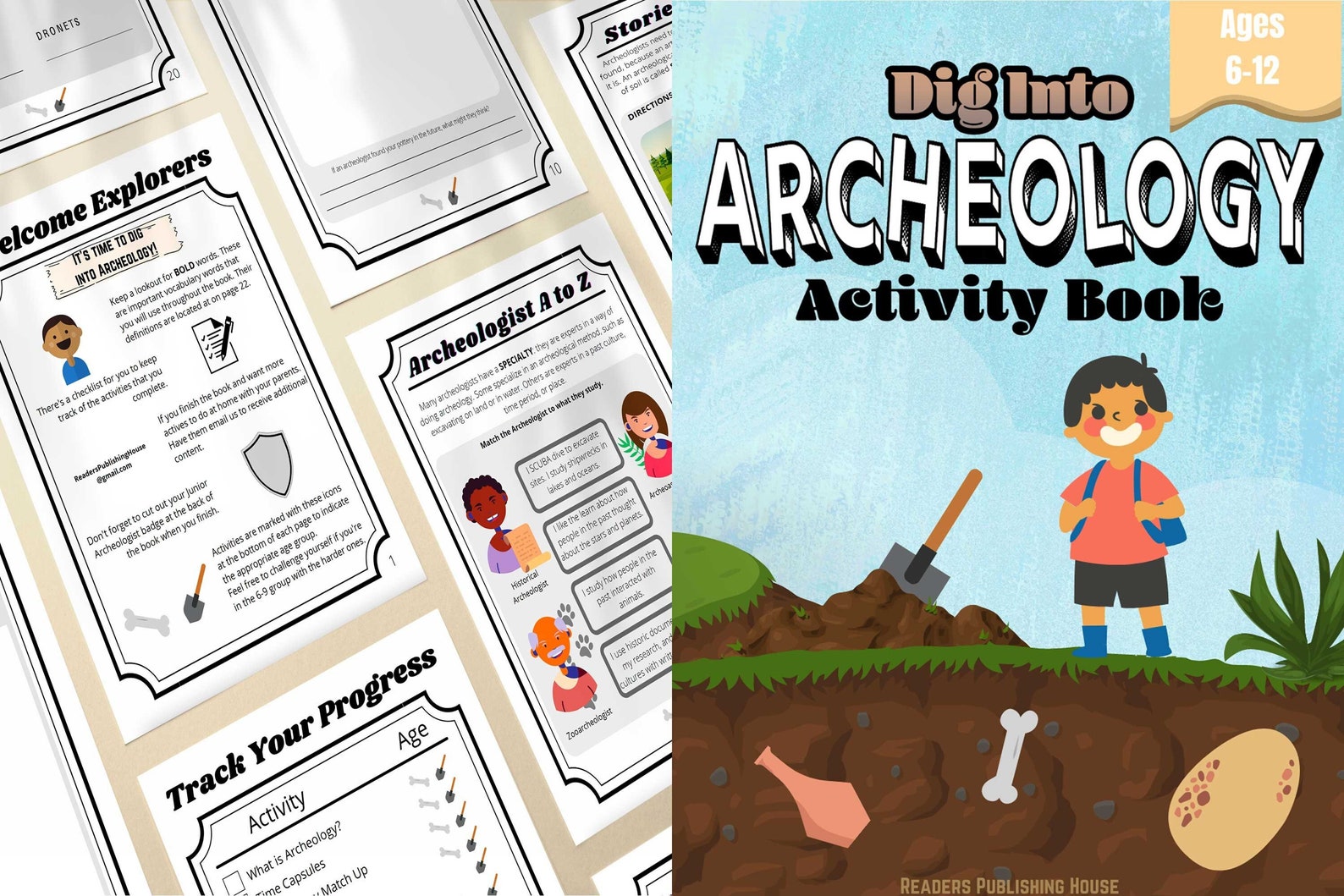 Dig Into Archeology Activity Book for Kids Ages 6-9 10-12 PDF Digital ...