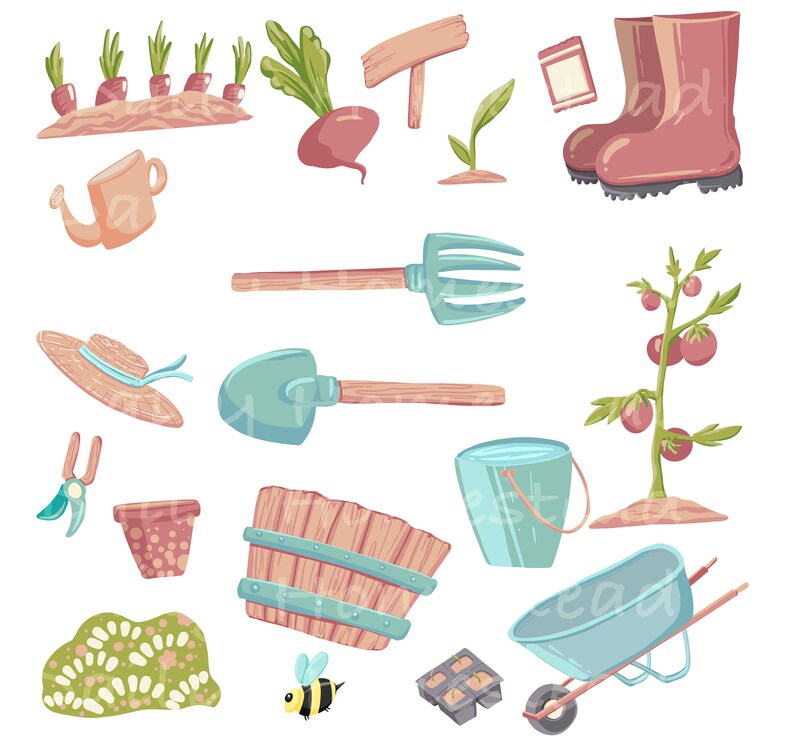 Spring Garden Clipart Set PLR - Etsy