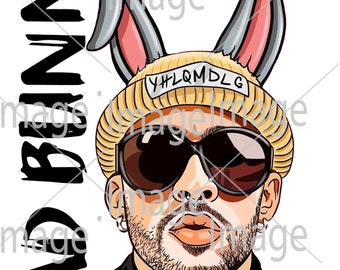 Bad Bunny Cartoon | Etsy